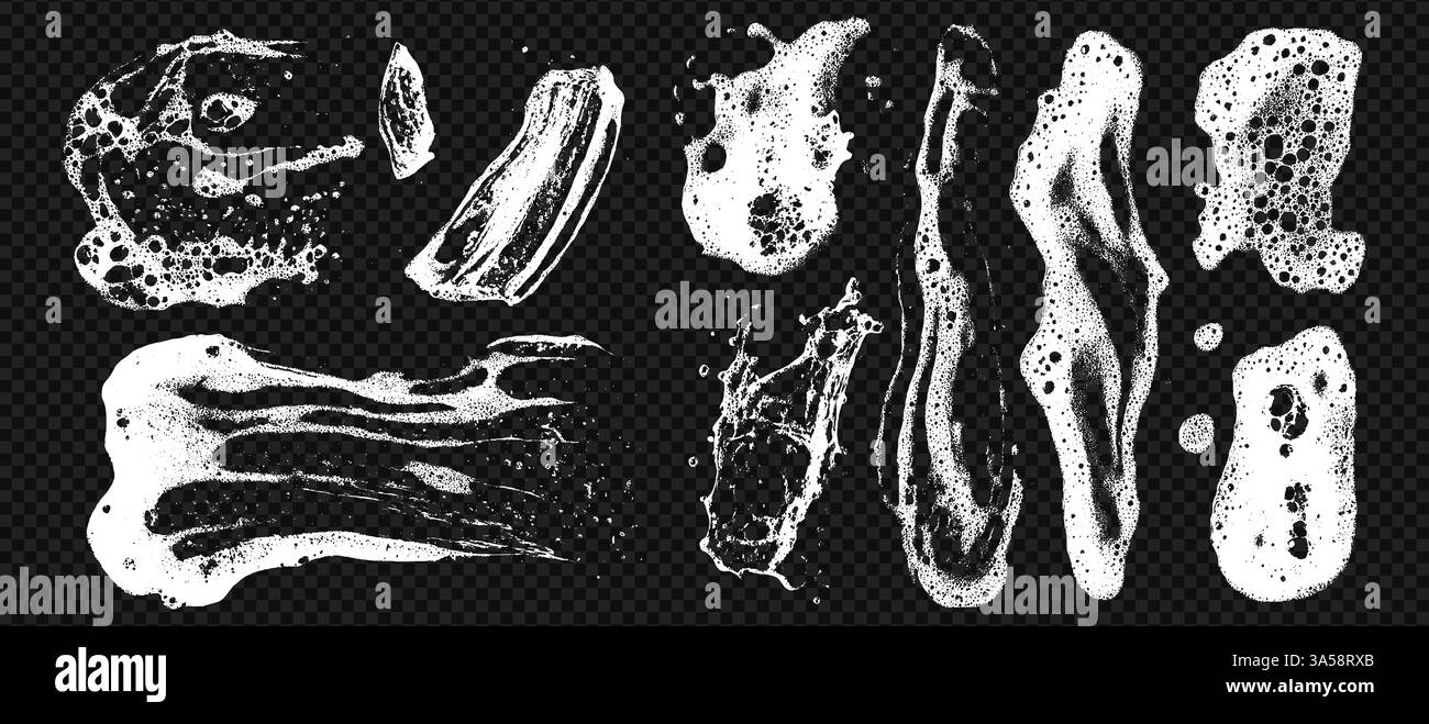 Soap foam texture with water, clean grunge set and wash pattern ...