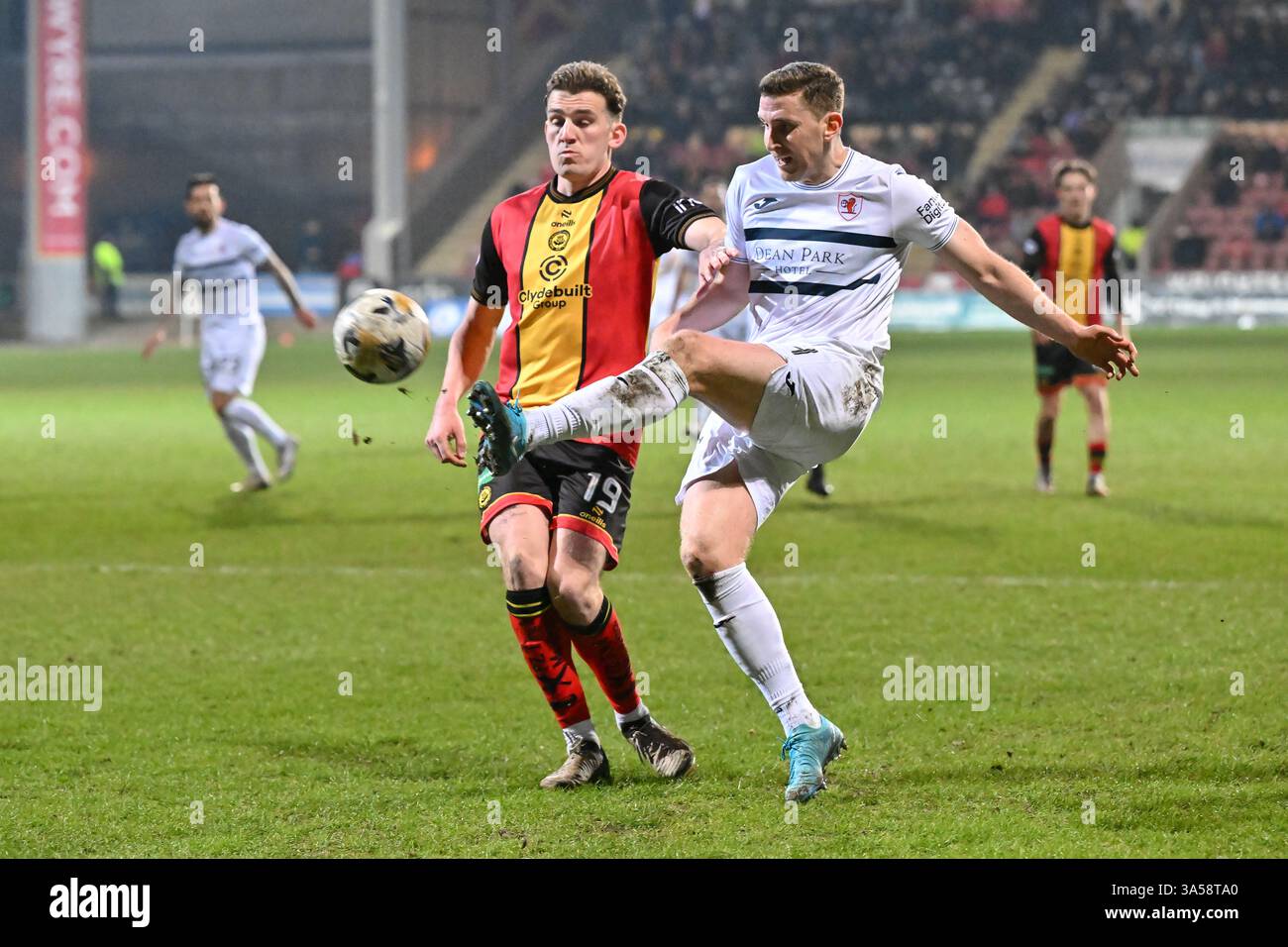 Glasgow, Scotland, UK. 21st March, 2025. Paul Hanlon of Raith Rovers ...
