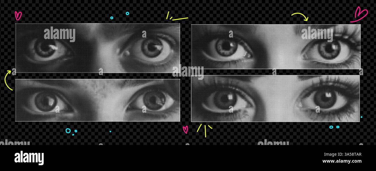Set of vector female eyes as if png elements cut out of a magazine ...