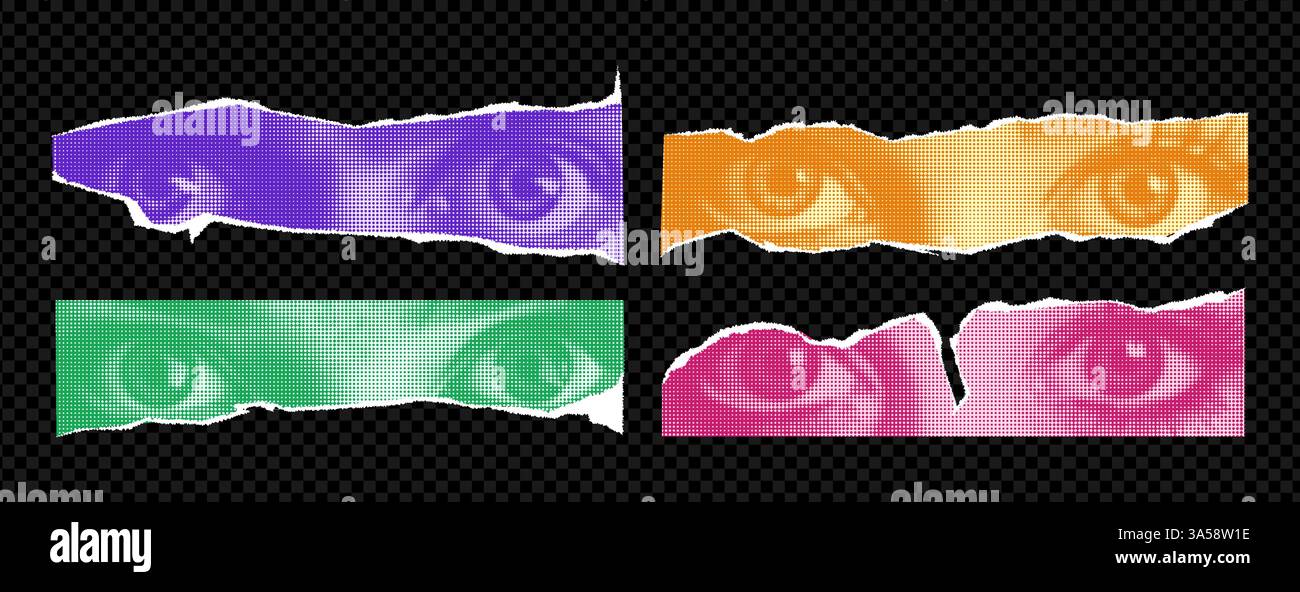 Set of vector female eyes as if png elements cut out of a magazine ...