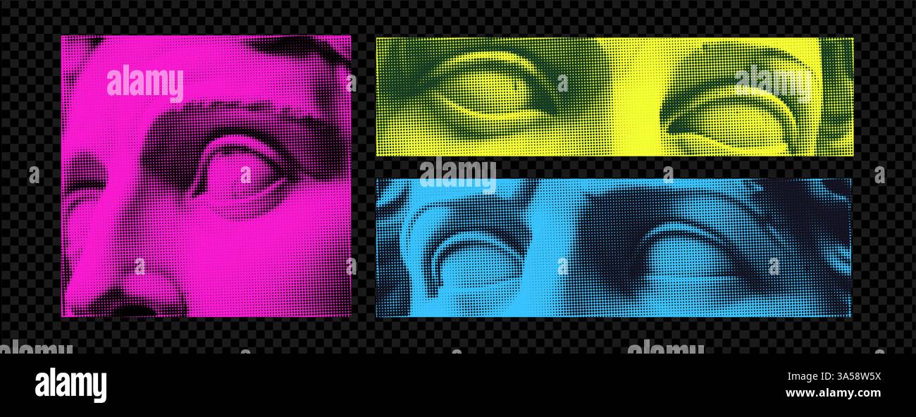 Set of cut out eyes of statues for collages. Modern elements for design ...