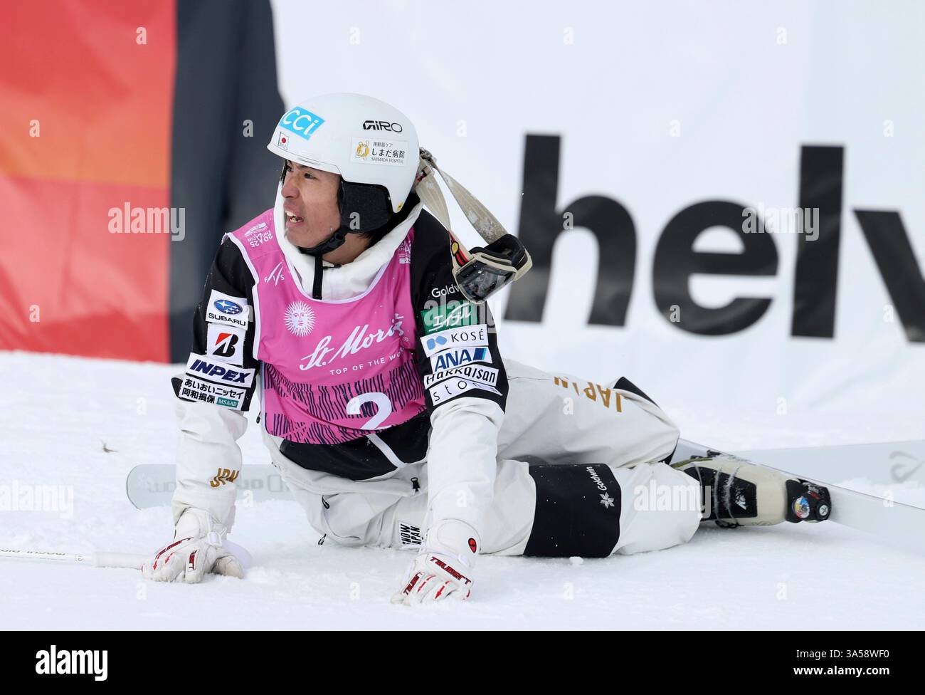 HORISHIMA Ikuma of Japan falls after reaching the finish line in the ...