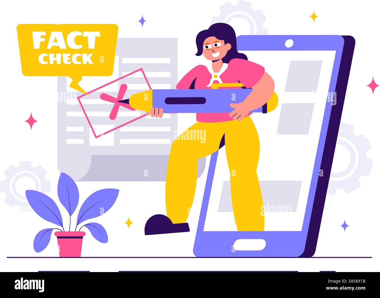 Fact or Myths Check News Vector Illustration Featuring Myths vs. Facts ...
