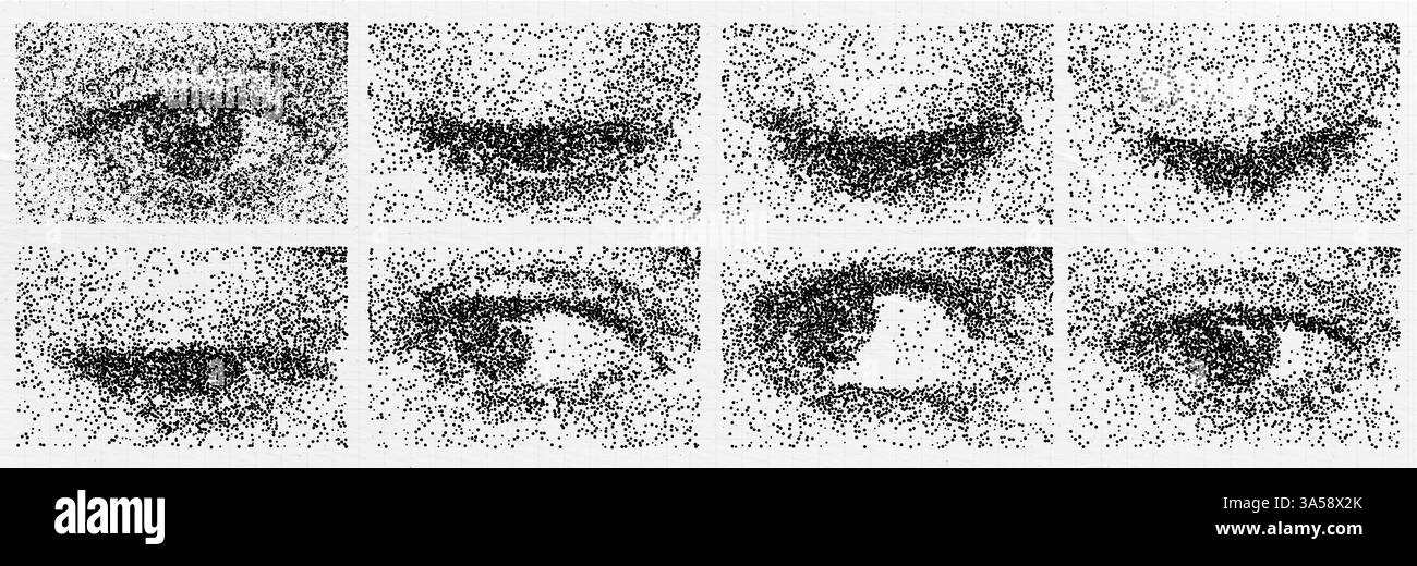 A pack of rainbow eyes cut out as if from a magazine. An isolated look ...