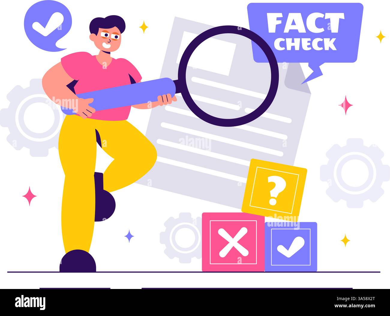 Fact or Myths Check News Vector Illustration Featuring Myths vs. Facts ...