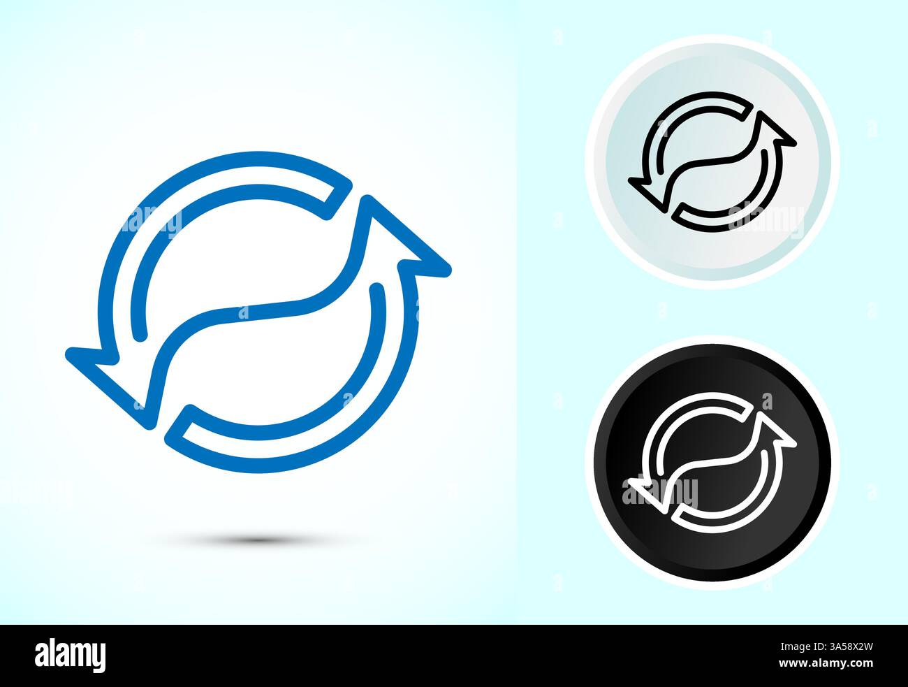 Sync processing icon design, Synchronization or reset icon, Reload sign, Color black and white ...