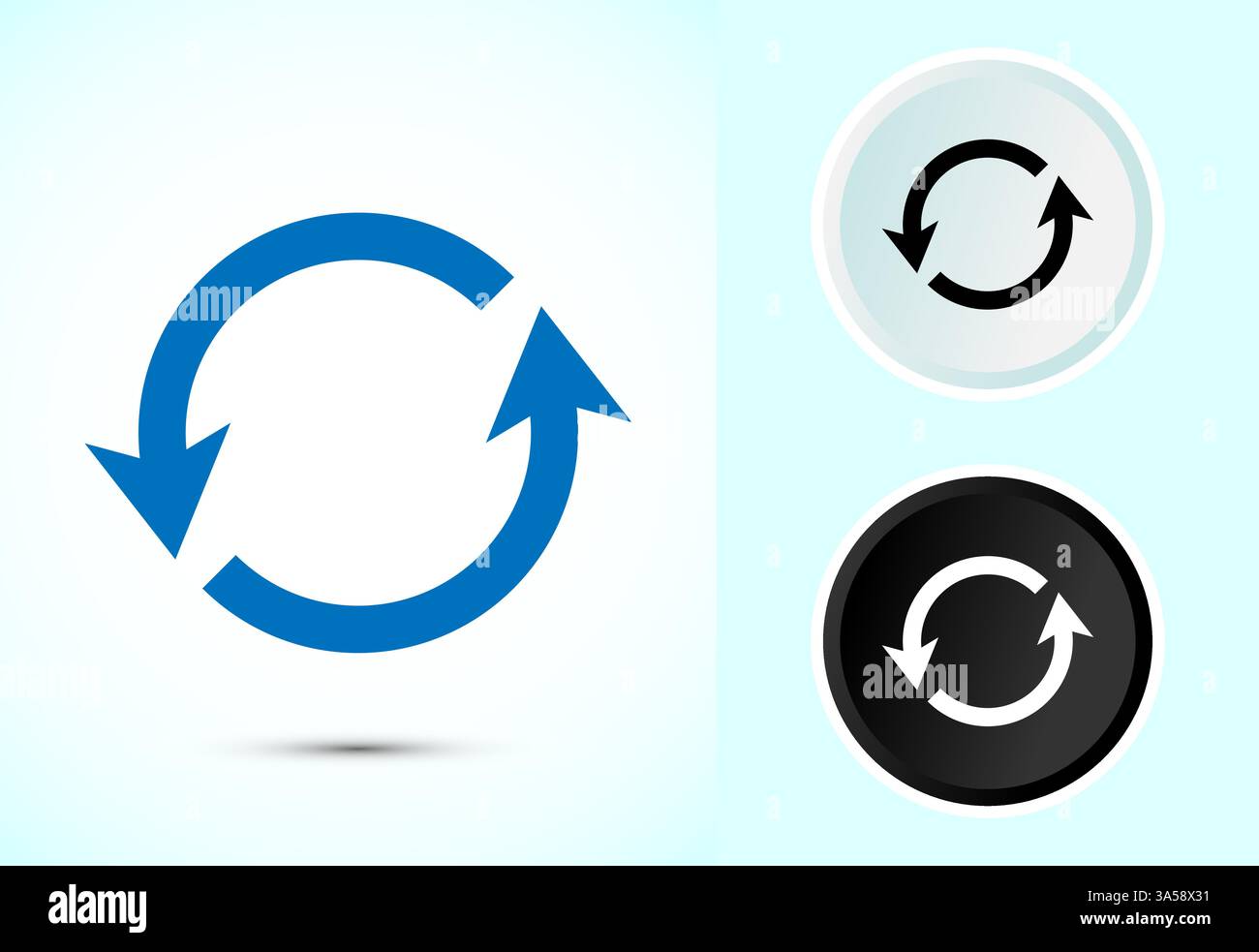 Sync processing icon design, Synchronization or reset icon, Reload sign, Color black and white ...