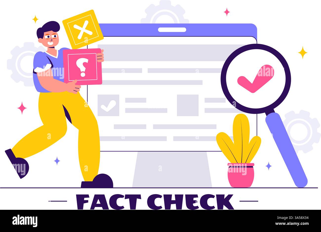 Fact or Myths Check News Vector Illustration Featuring Myths vs. Facts for Thorough Verification ...