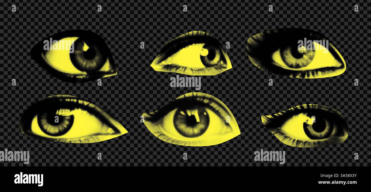 A pack of eyes cut out as if from a magazine. An isolated look. Vector ...