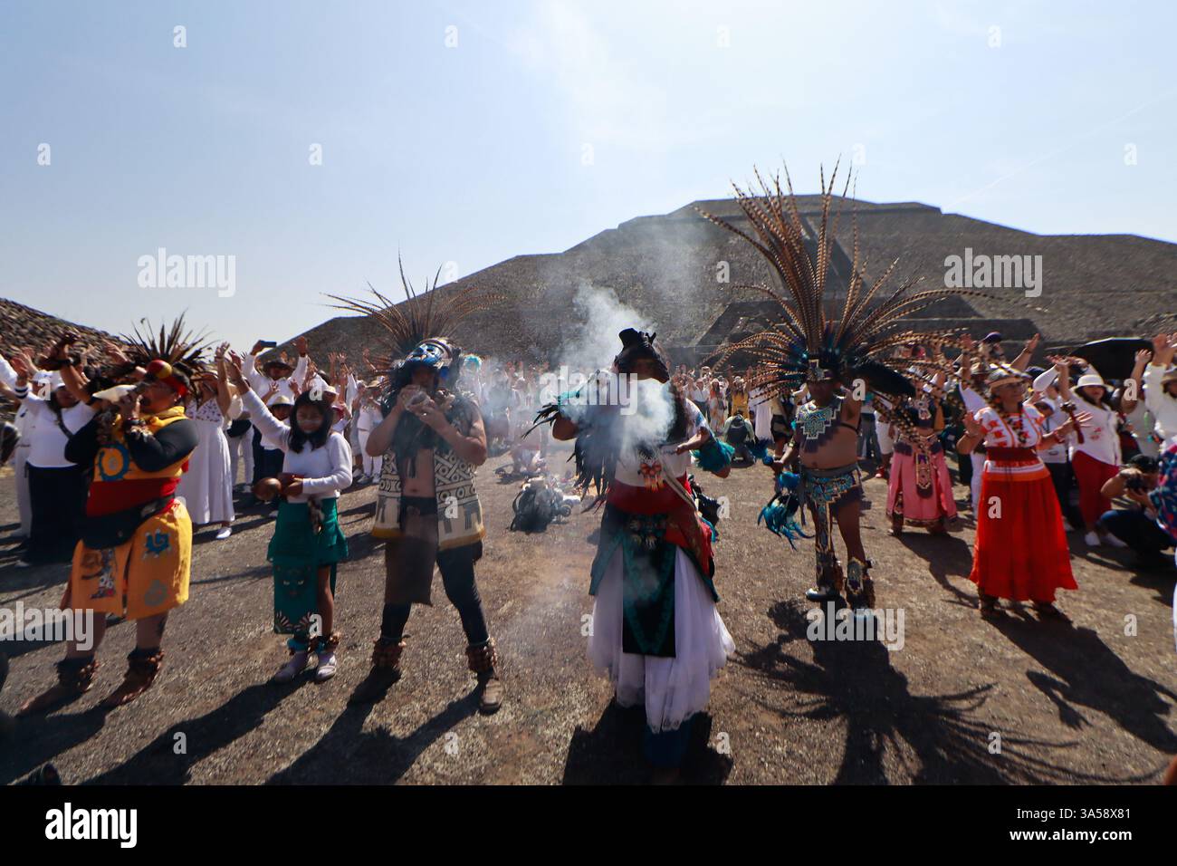 Members of indigenous communities take part during a ritual in front of ...