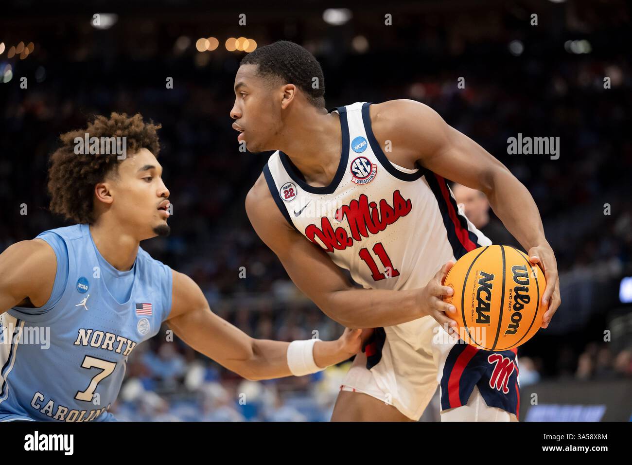 March 21, 2025: Mississippi Rebels guard Matthew Murrell (11) dribbles ...
