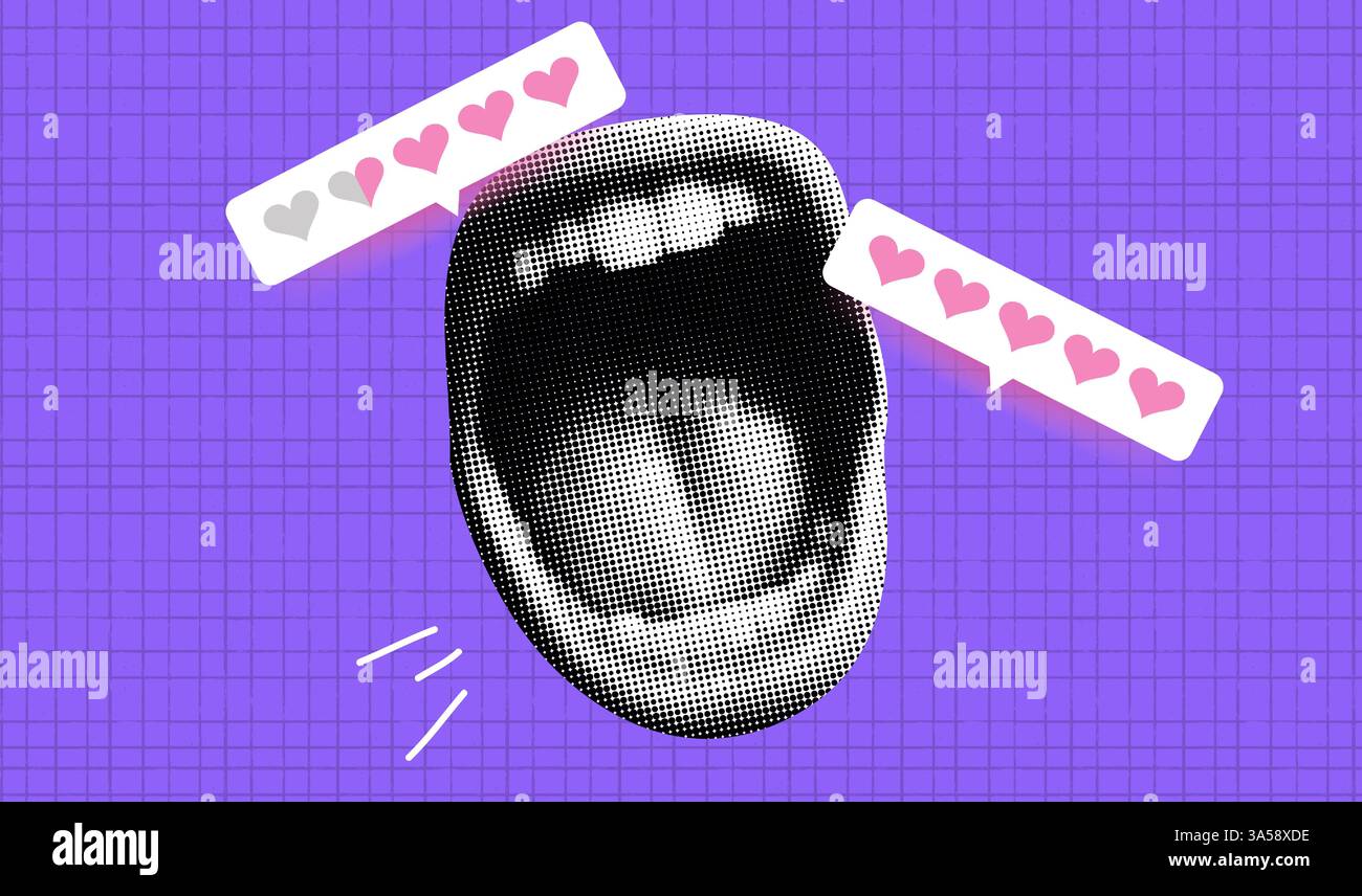 Vector retro illustration of a Mouth feedback with scream and rating ...