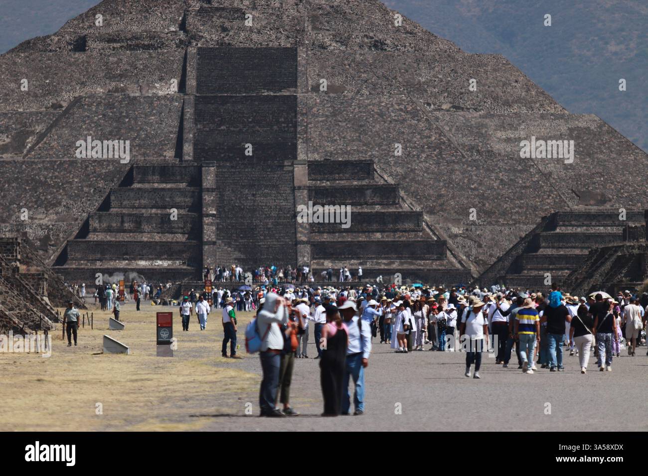 People attend the Pyramid of the Sun to welcoming of spring equinox at ...