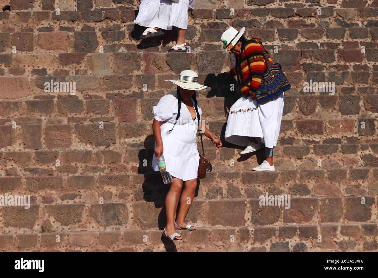 People attend the Pyramid of the Sun to welcoming of spring equinox at ...