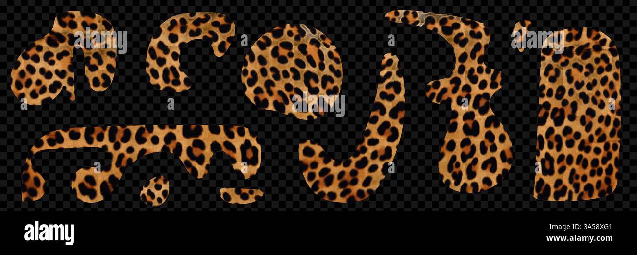 Set of leopard organic shapes for collage. Y2k style cut out of ...