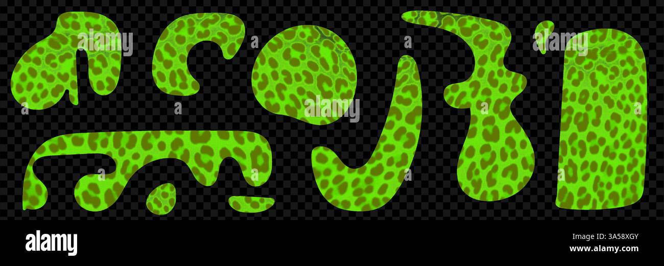 Set of leopard organic shapes for collage. Y2k style cut out of ...
