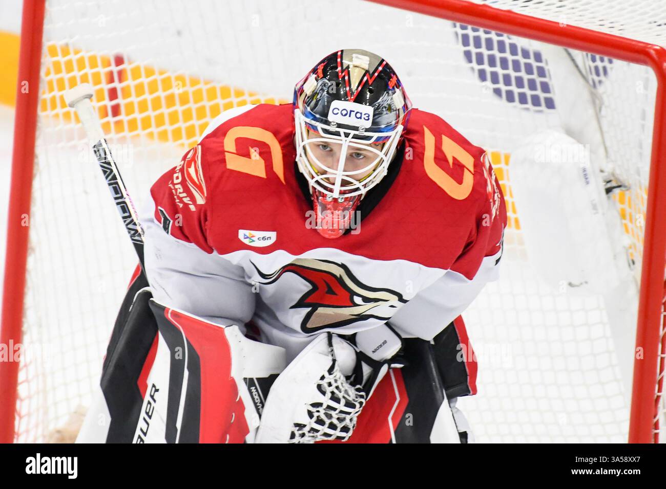 Moscow, Russia. 18th Mar, 2025. Goalkeeper Mikhail Berdin (1) Avangard ...