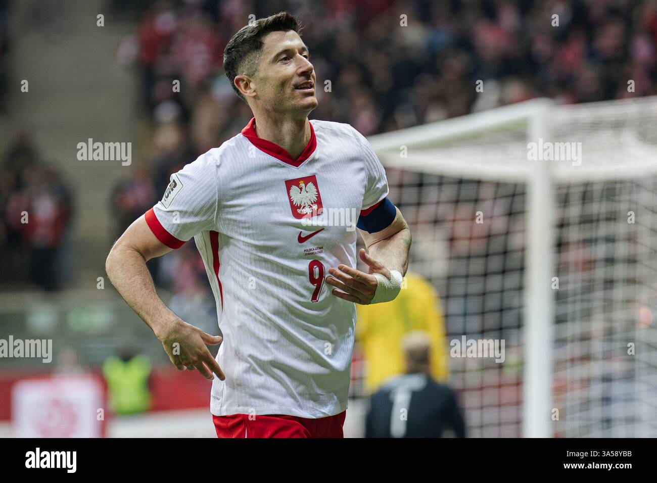 Robert Lewandowski of Poland celebrates a goal during the European ...