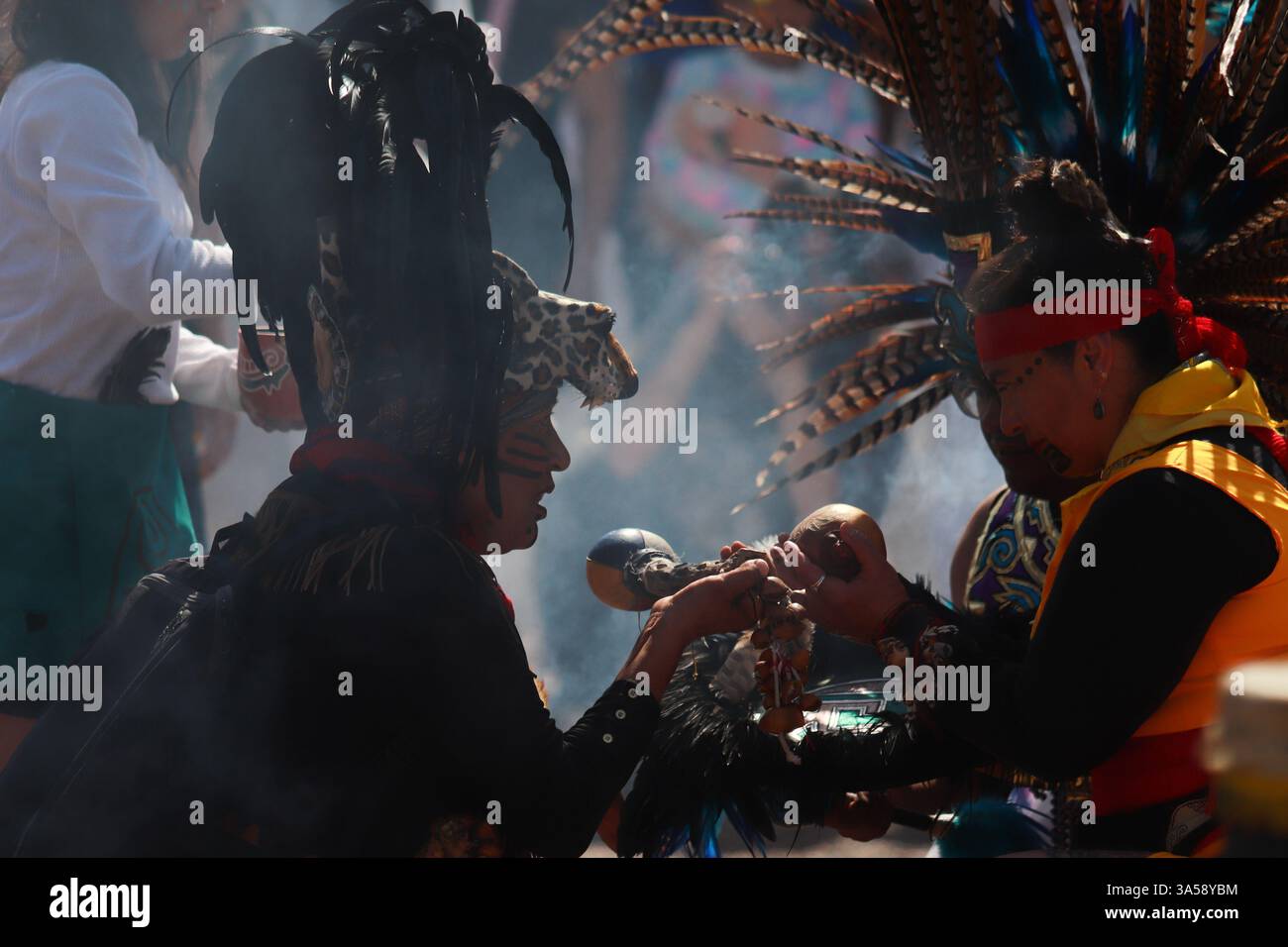 Members of indigenous communities take part during a ritual in front of ...