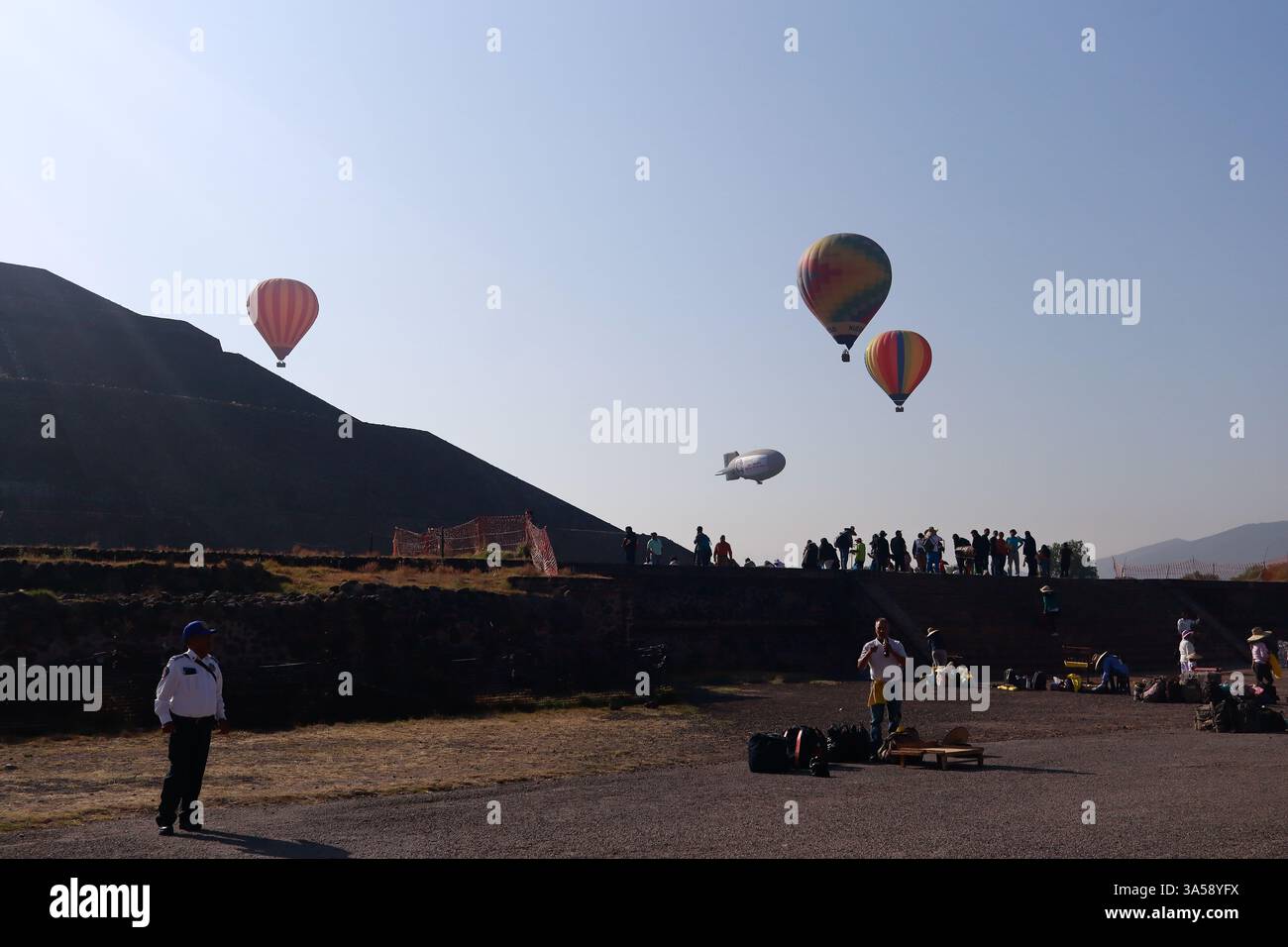 Balloons fly over the Pyramid of the Sun during the welcoming of spring ...