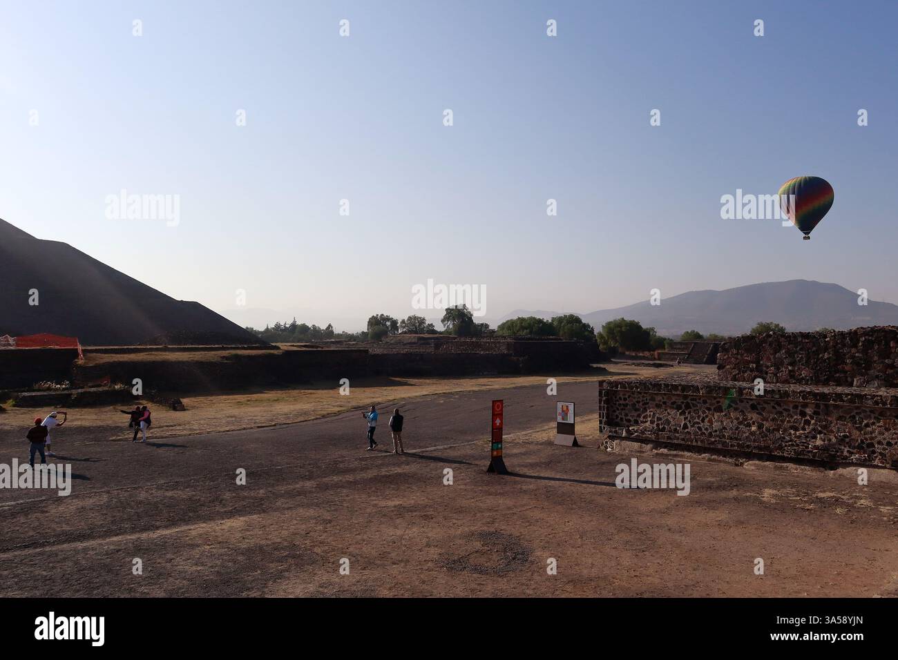 Balloons fly over the Pyramid of the Sun during the welcoming of spring ...