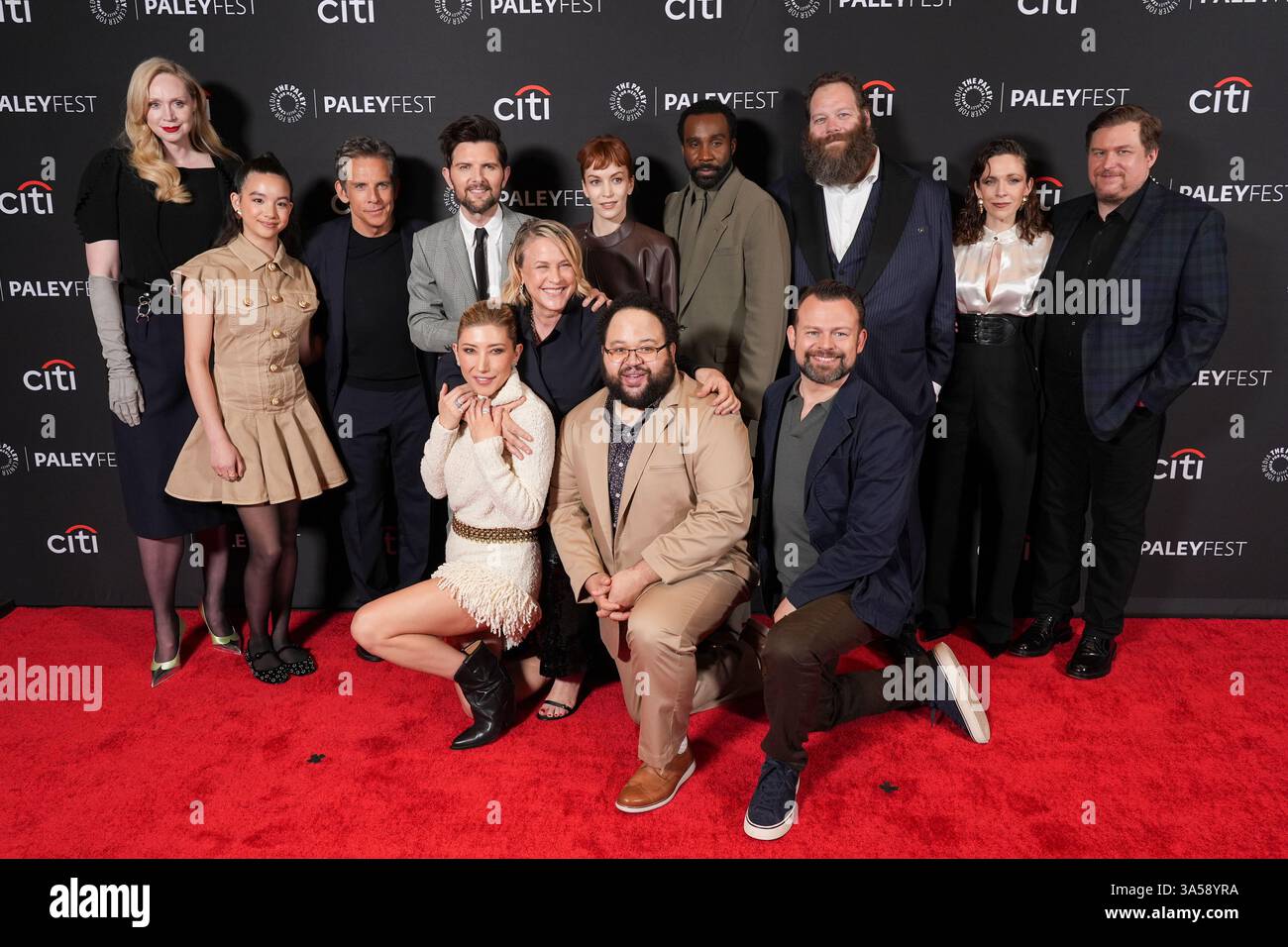 Gwendoline Christie, from left, Sarah Bock, Ben Stiller, Adam Scott ...