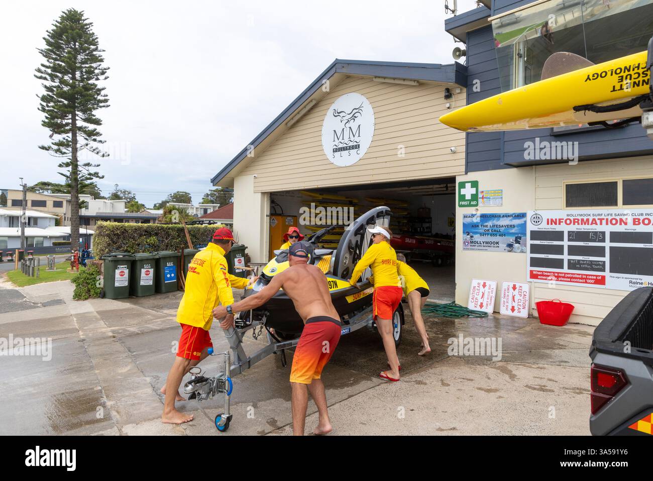 Mollymook surf life saving club, volunteer surf rescue staff push the ...