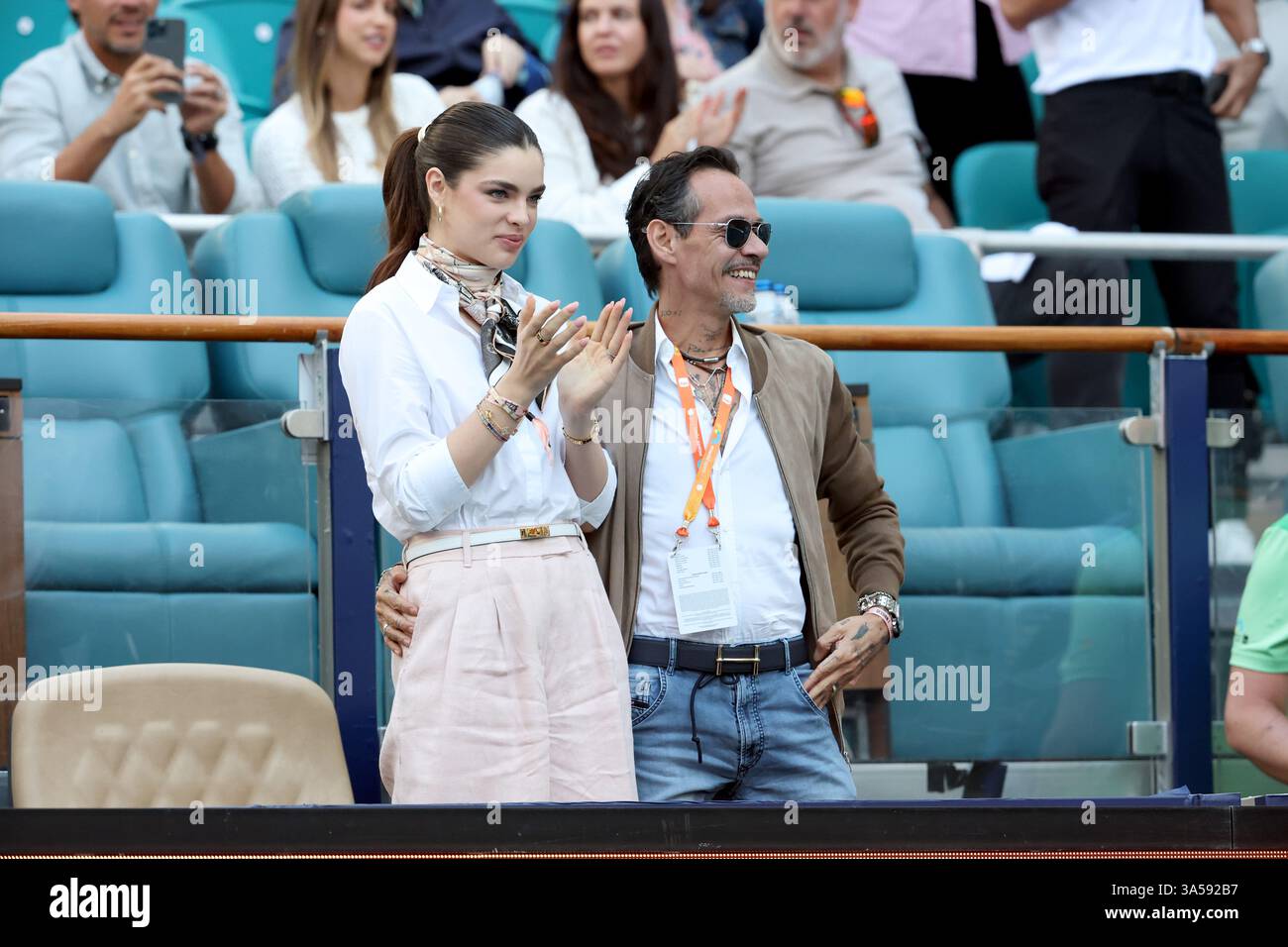 Miami Gardens, Florida, USA. 21st Mar, 2025. Marc Anthony and his wife ...