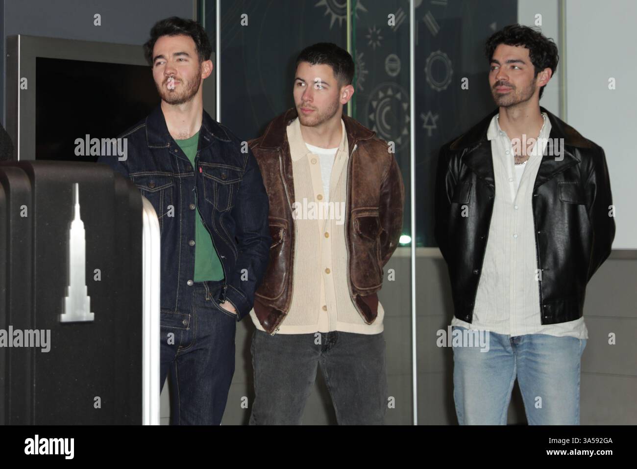 NEW YORK, NEW YORK - MARCH 21, 2025: Joe Jonas, Kevin Jonas, and Nick ...
