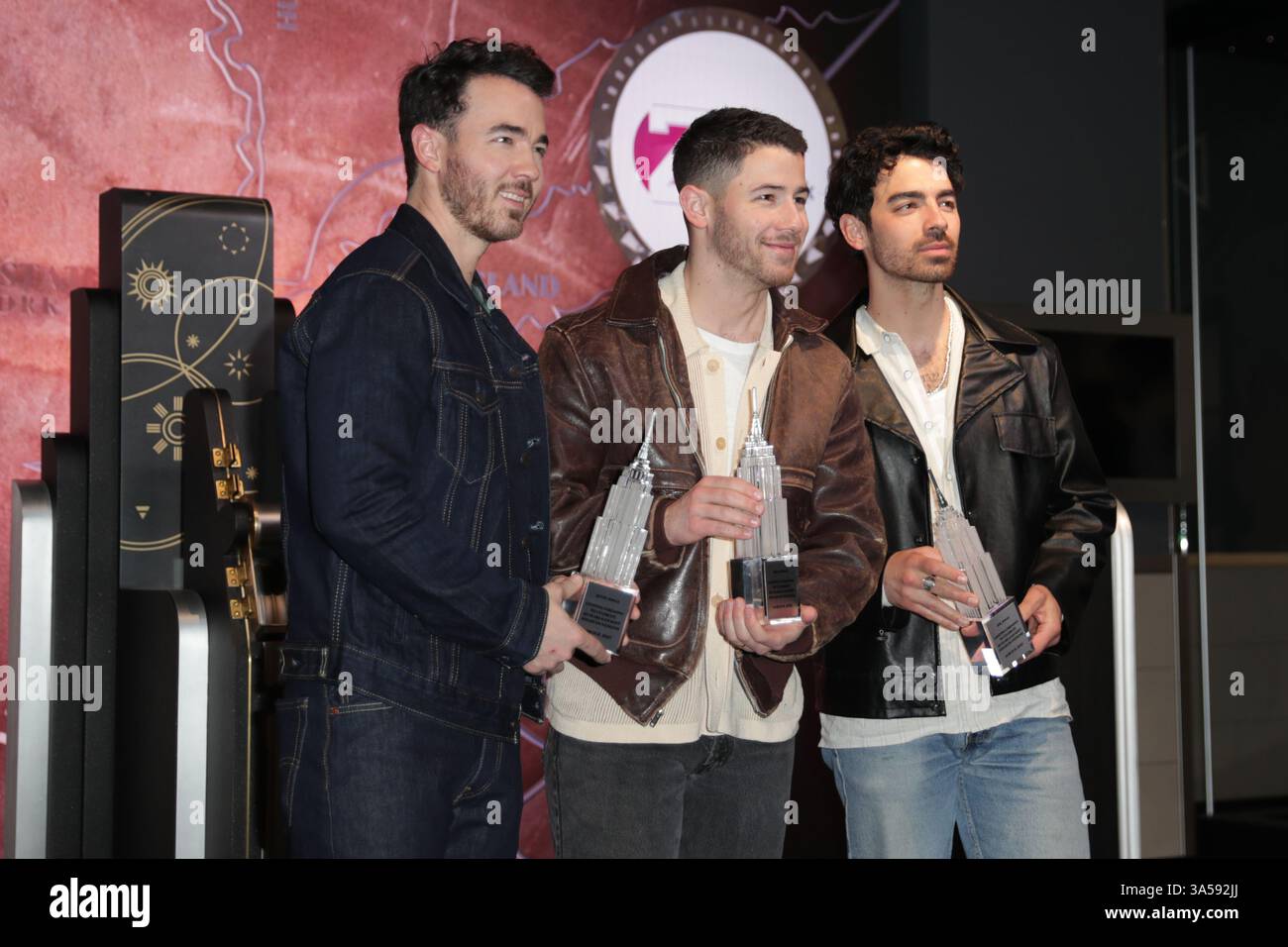 NEW YORK, NEW YORK - MARCH 21, 2025: Joe Jonas, Kevin Jonas, and Nick ...