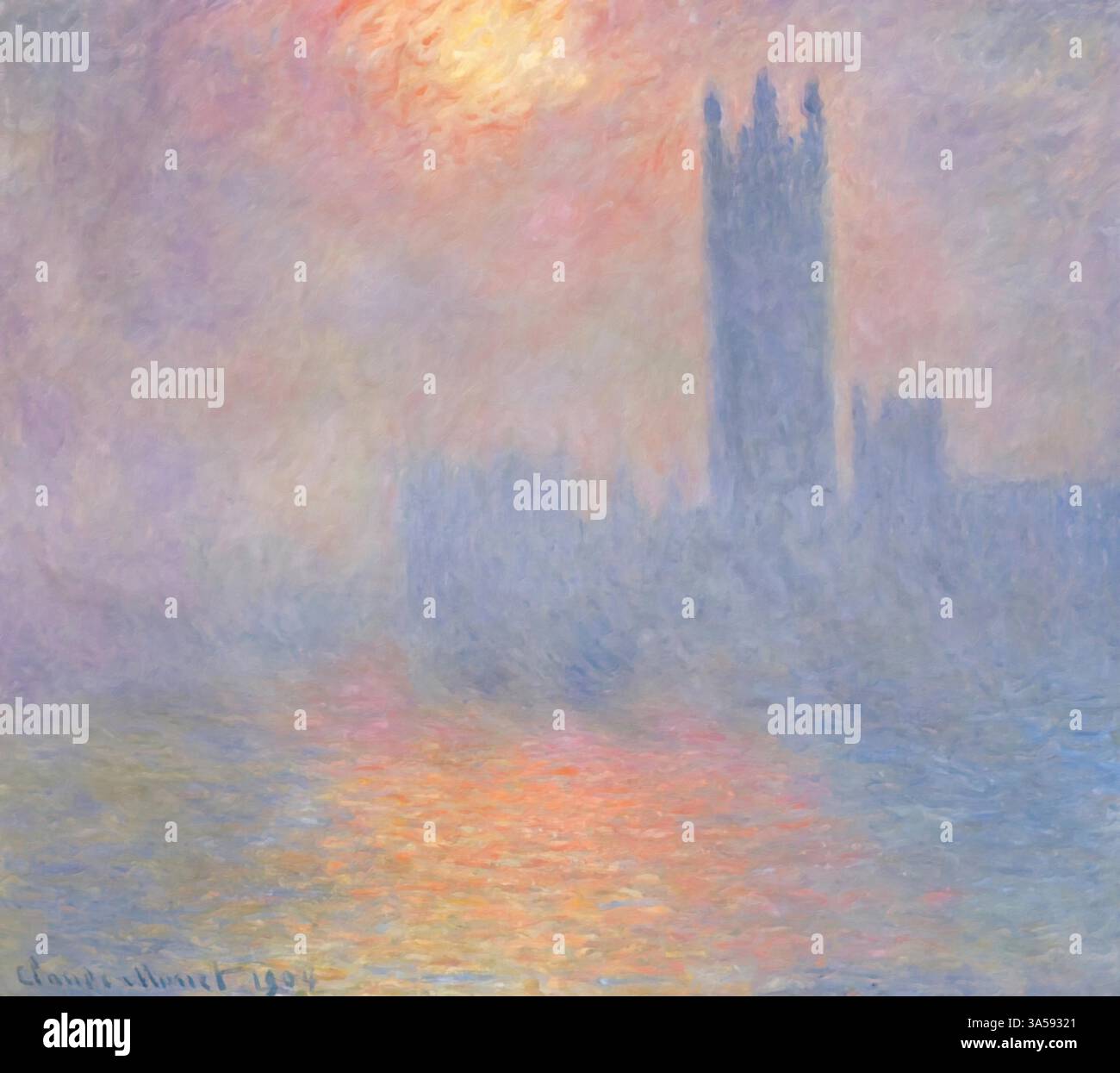 London, Parliament. Sunlight in the fog, 1904 (Painting) by Monet ...