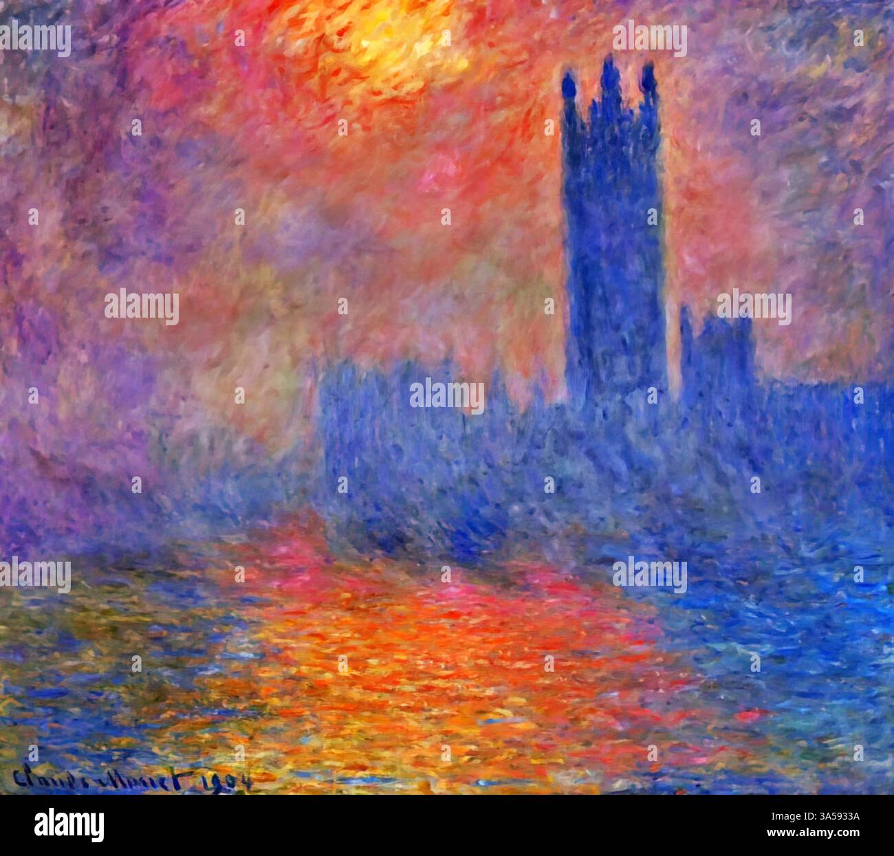 London, Parliament. Sunlight in the fog, 1904 (Painting) by Monet ...