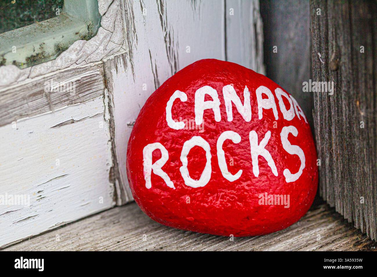 Painted rock expressing Canadian national pride Stock Photo - Alamy