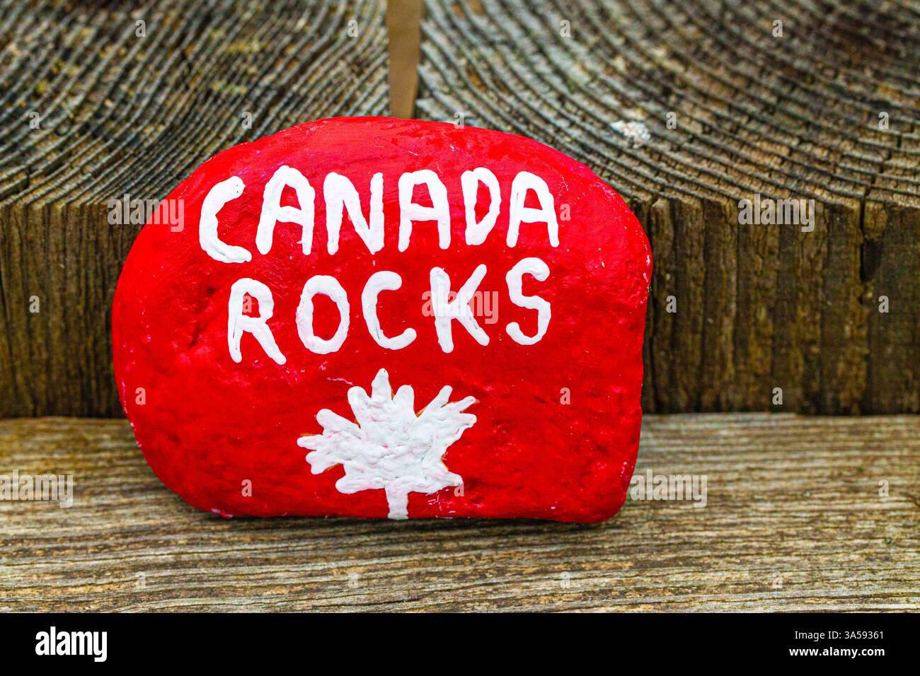 Painted rock expressing Canadian national pride Stock Photo - Alamy