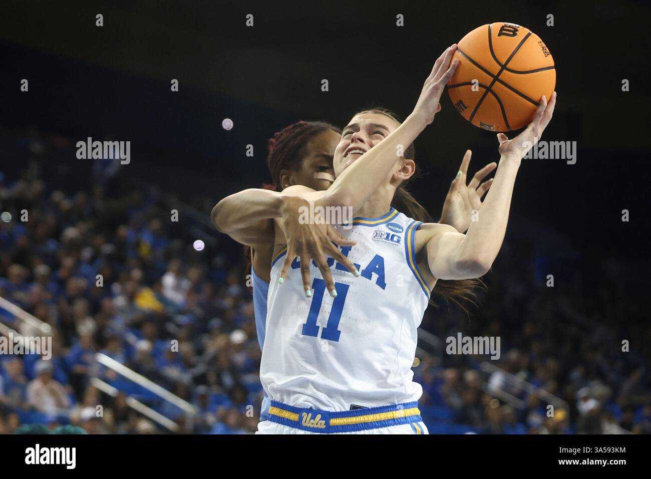 UCLA guard Gabriela Jaquez (11) draws a foul against Southern center ...