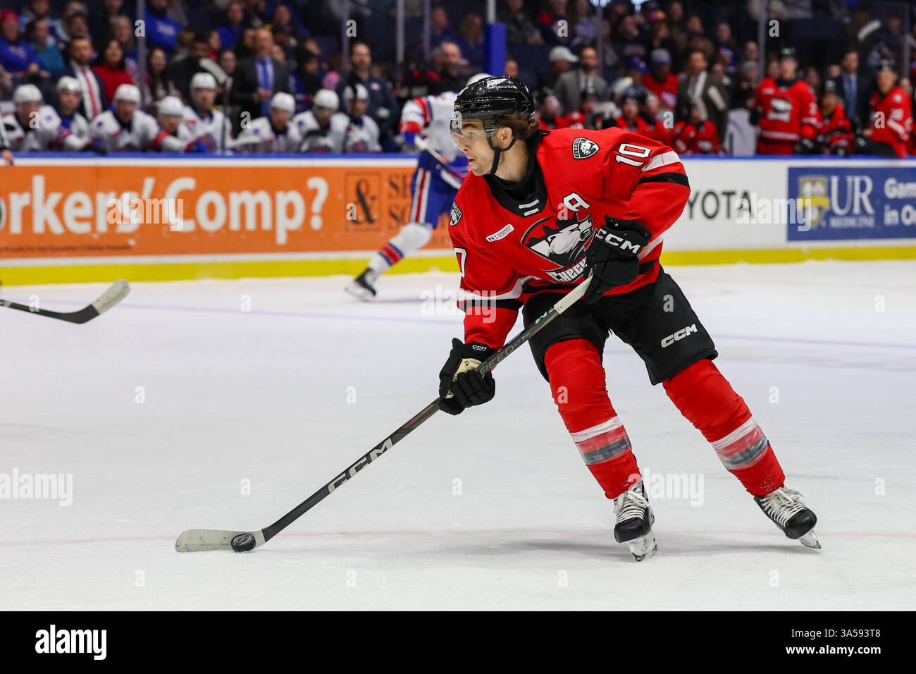 March 21st 2025: Charlotte Checkers forward Will Lockwood (10) skates ...