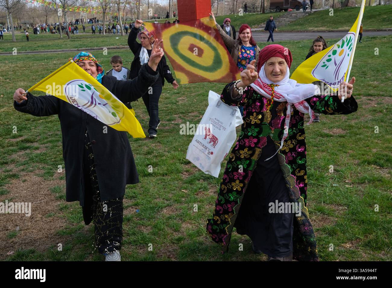 Diyarbakir, Turkey. 21st Mar, 2025. Women are entering the Newruz ...
