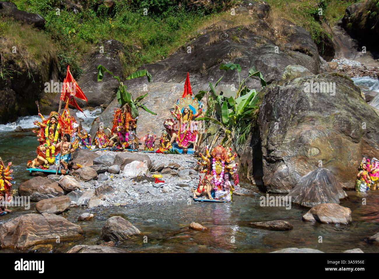 Durga idols are immersed in water bodies in Darjeeling, West Bengal, as ...