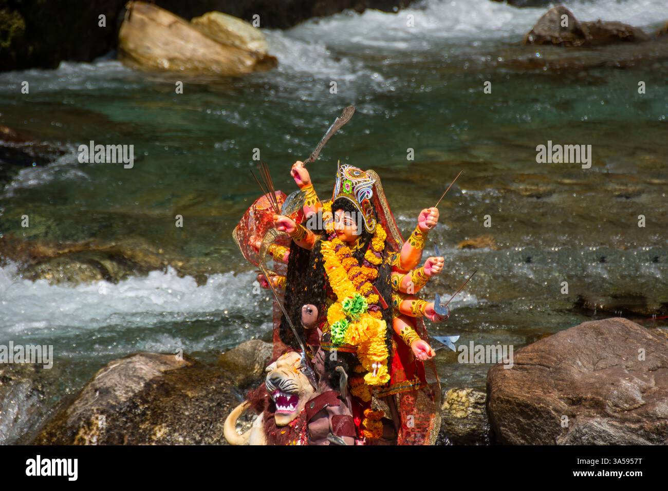 Durga idols are immersed in water bodies in Darjeeling, West Bengal, as ...