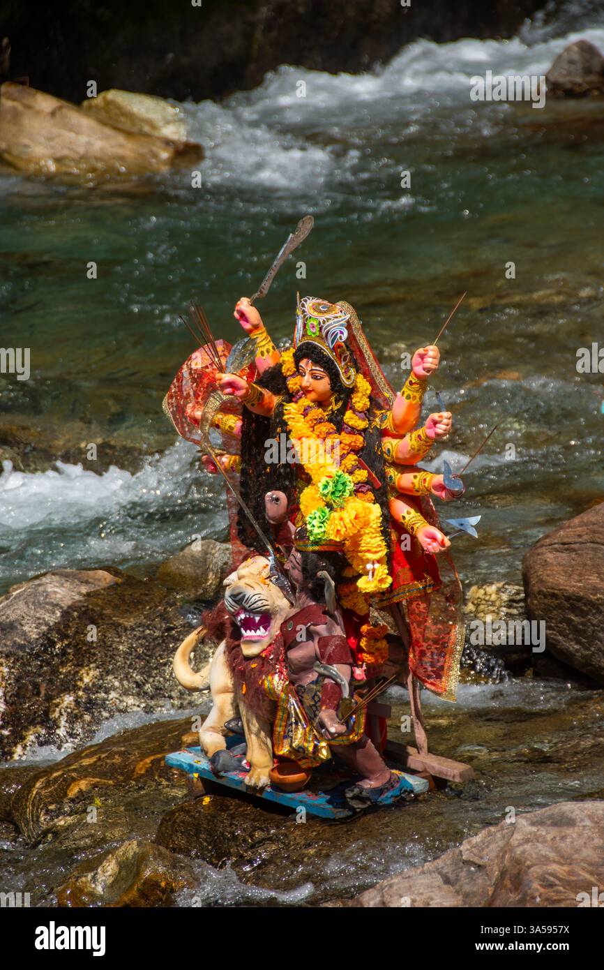 Durga idols are immersed in water bodies in Darjeeling, West Bengal, as ...