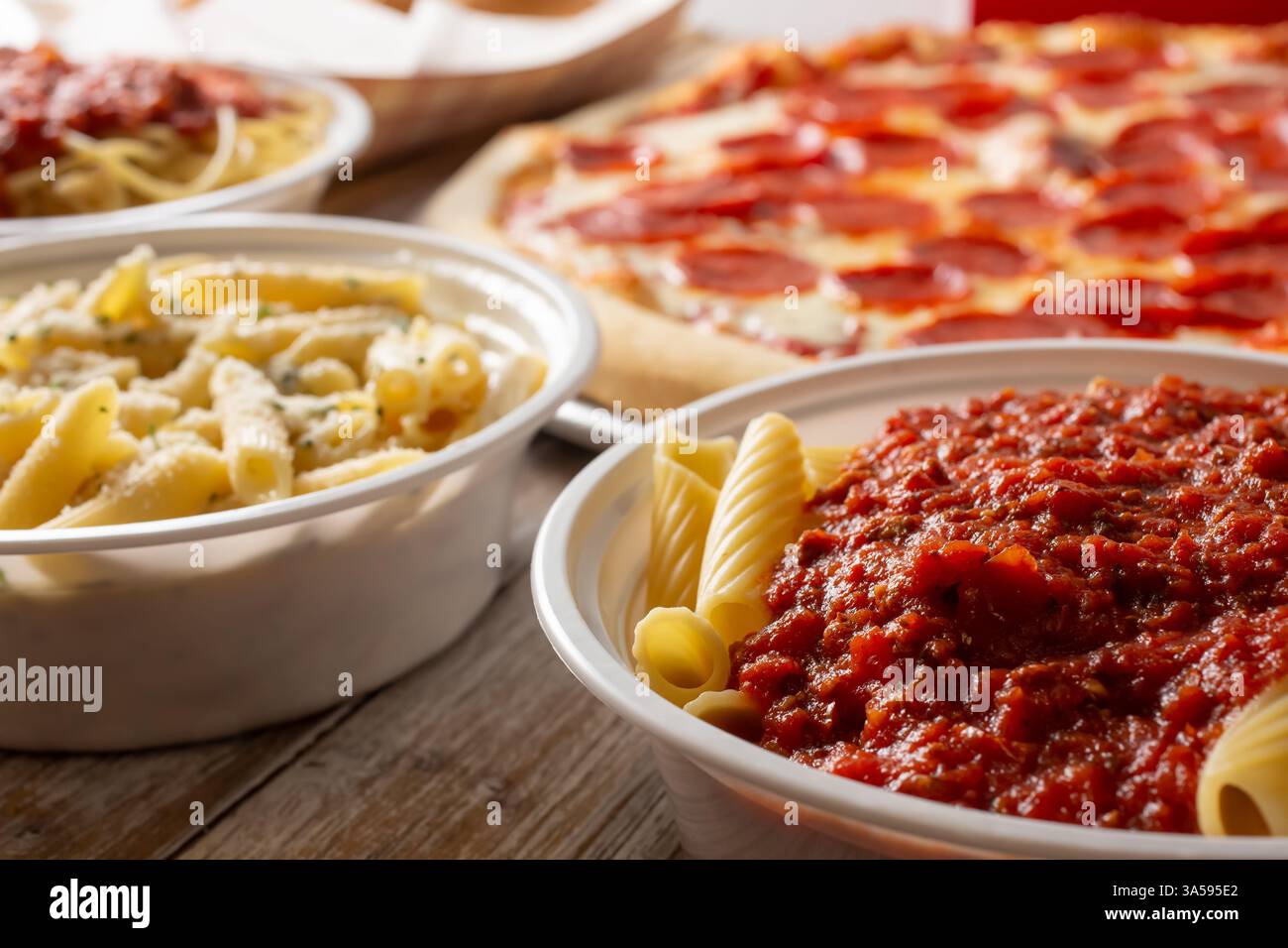 A view of several popular Italian entrees Stock Photo - Alamy