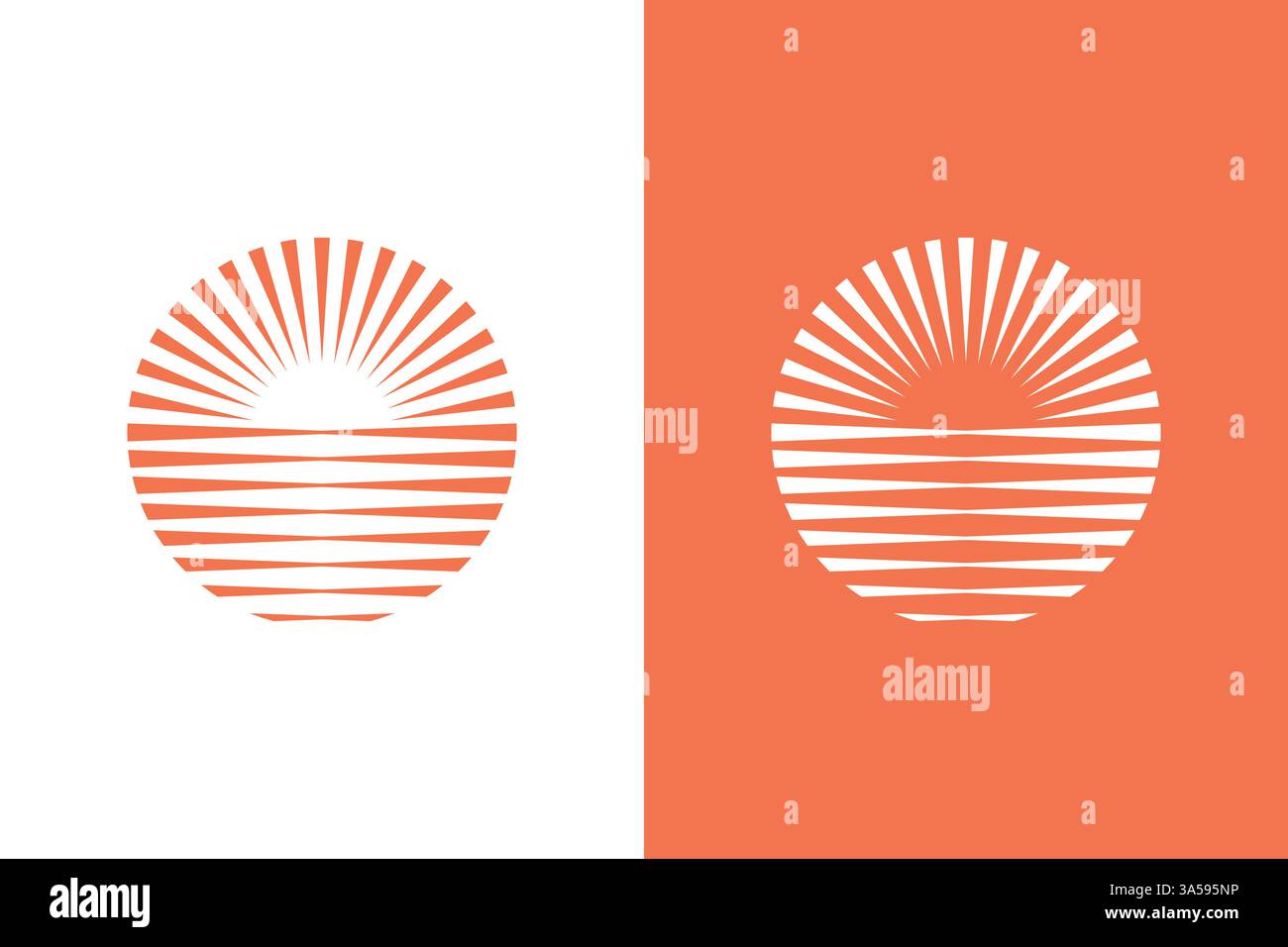 Dawn Summer Sun Circle Logo Landscape Horizon Abstract Badge Sign ...