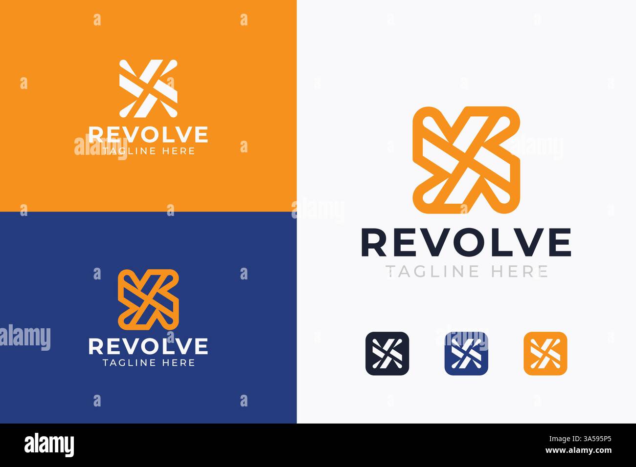 Letter R Abstract Linear Bold Logo with Revolve Concept Branding Stock ...