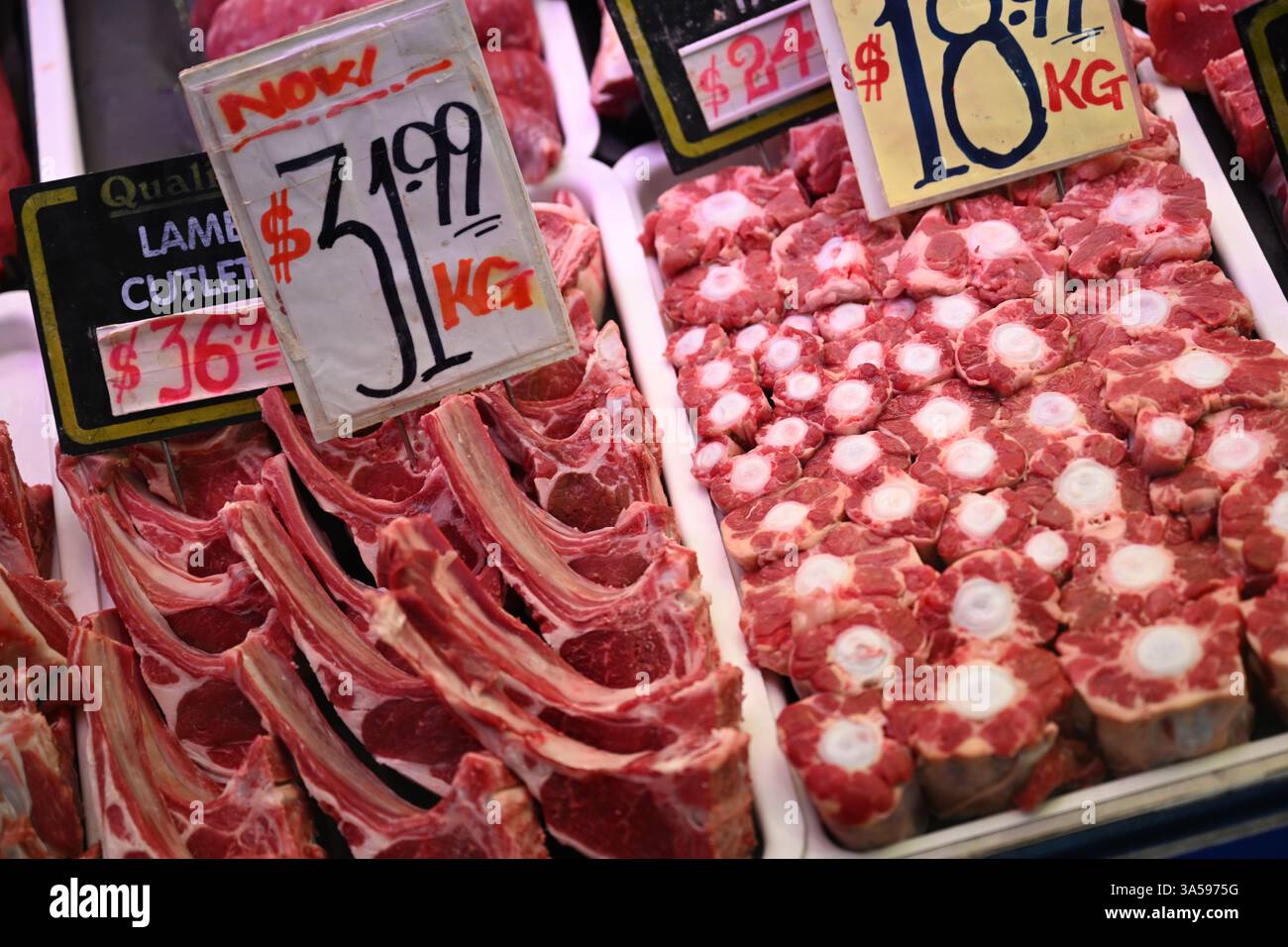 Melbourne, Australia. 22nd Mar, 2025. Meat products are seen on display ...