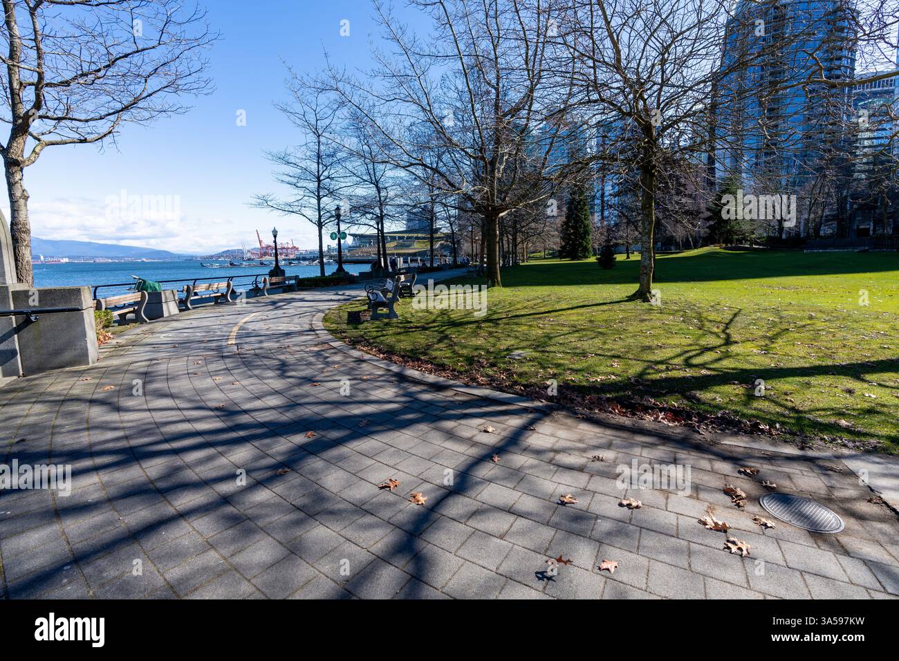 Vancouver, BC, Canada - MAR 15 2021 : Harbour Green Park, on the ...