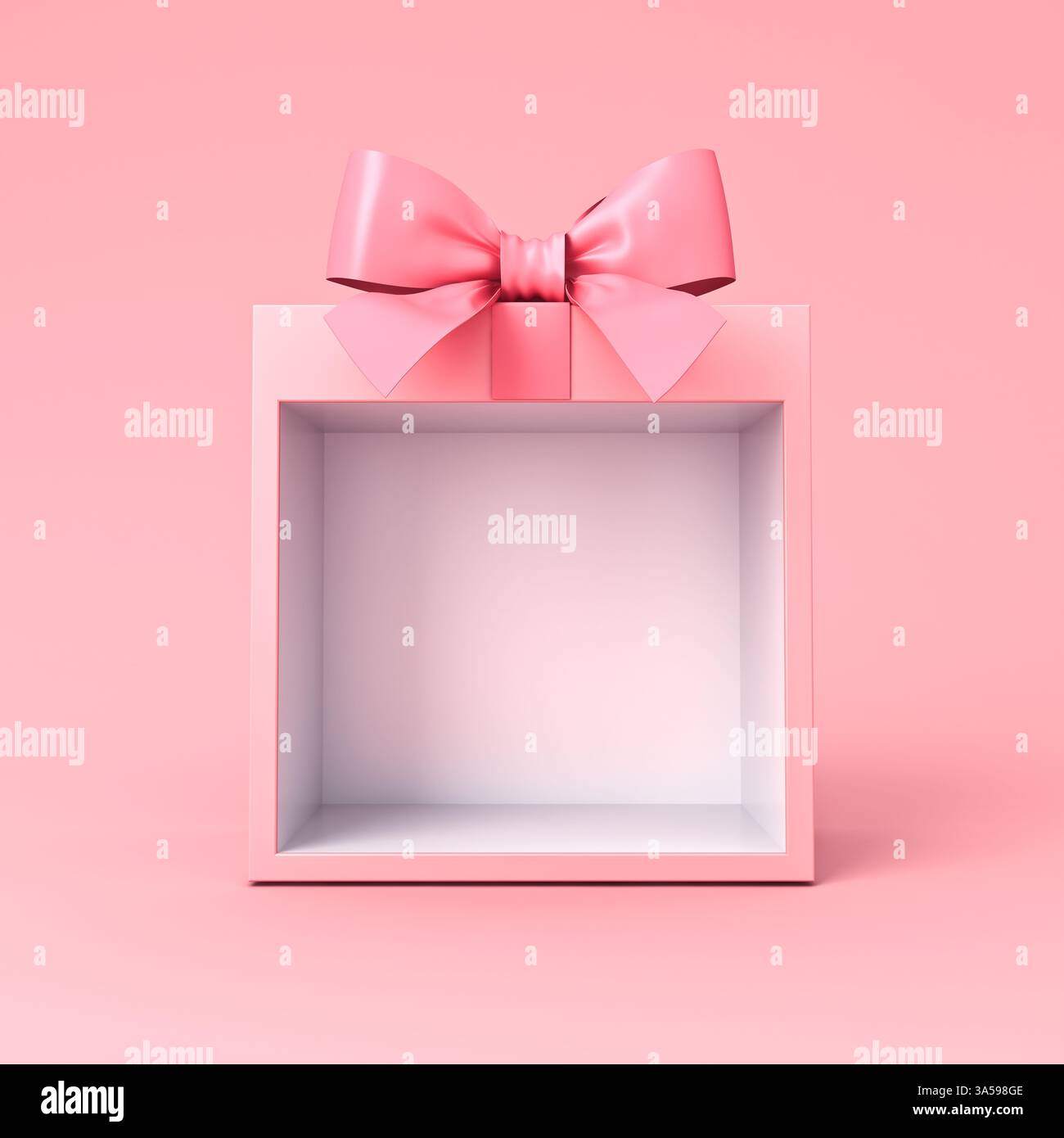 Blank square gift box products display mockup showcase stand with pink ...
