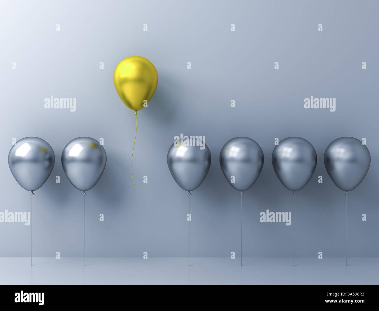 Standing out from the crowd and different concepts one gold balloon ...