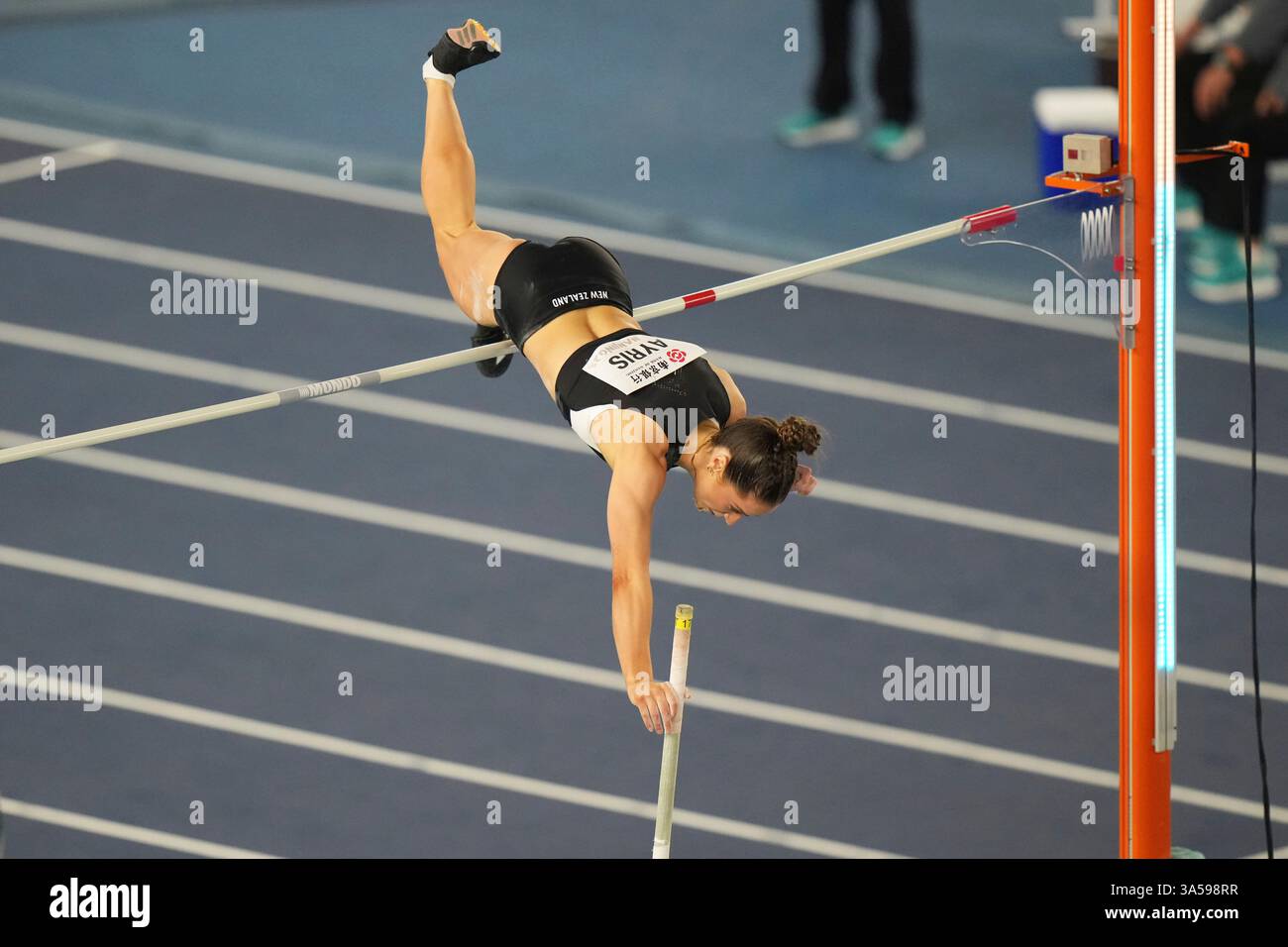 Imogen Ayris, of New Zealand, competes in the women's pole vault at the ...