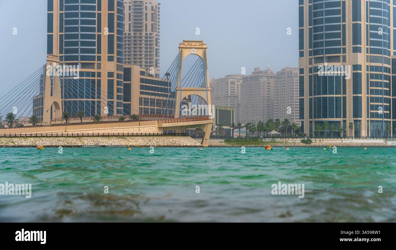 The Pearl, Qatar - February 24, 2025: A stunning view of UDC Towers in ...
