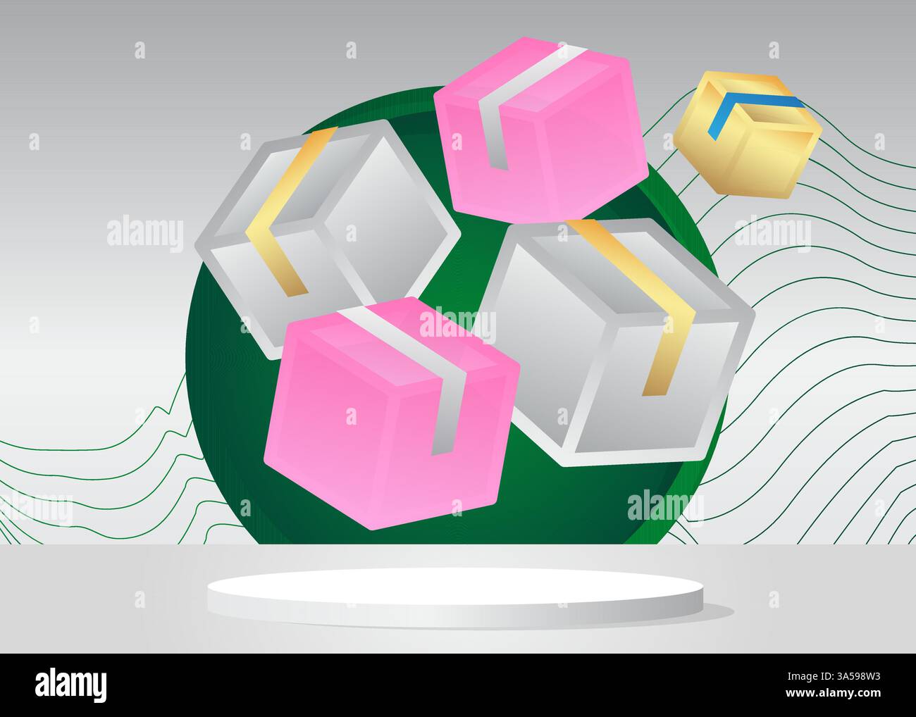 Mockup product display with Cardboard Box. Vector cylinder pedestal ...